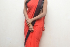 Akshitha Red And Balck Saree Stills-TeluguBulletGallery